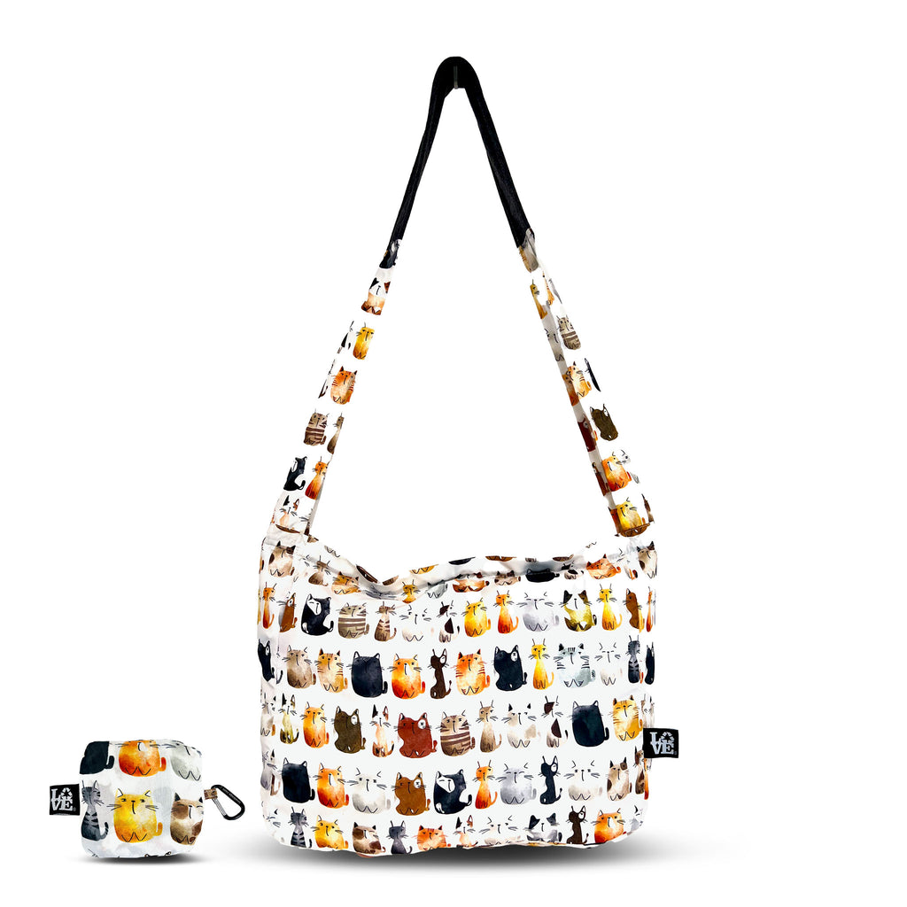 Crossbody Stash It Tote Bag - Cat's Meow (with extra long Crossbody Stash It Tote Bag - Cat's Meow (with extra long